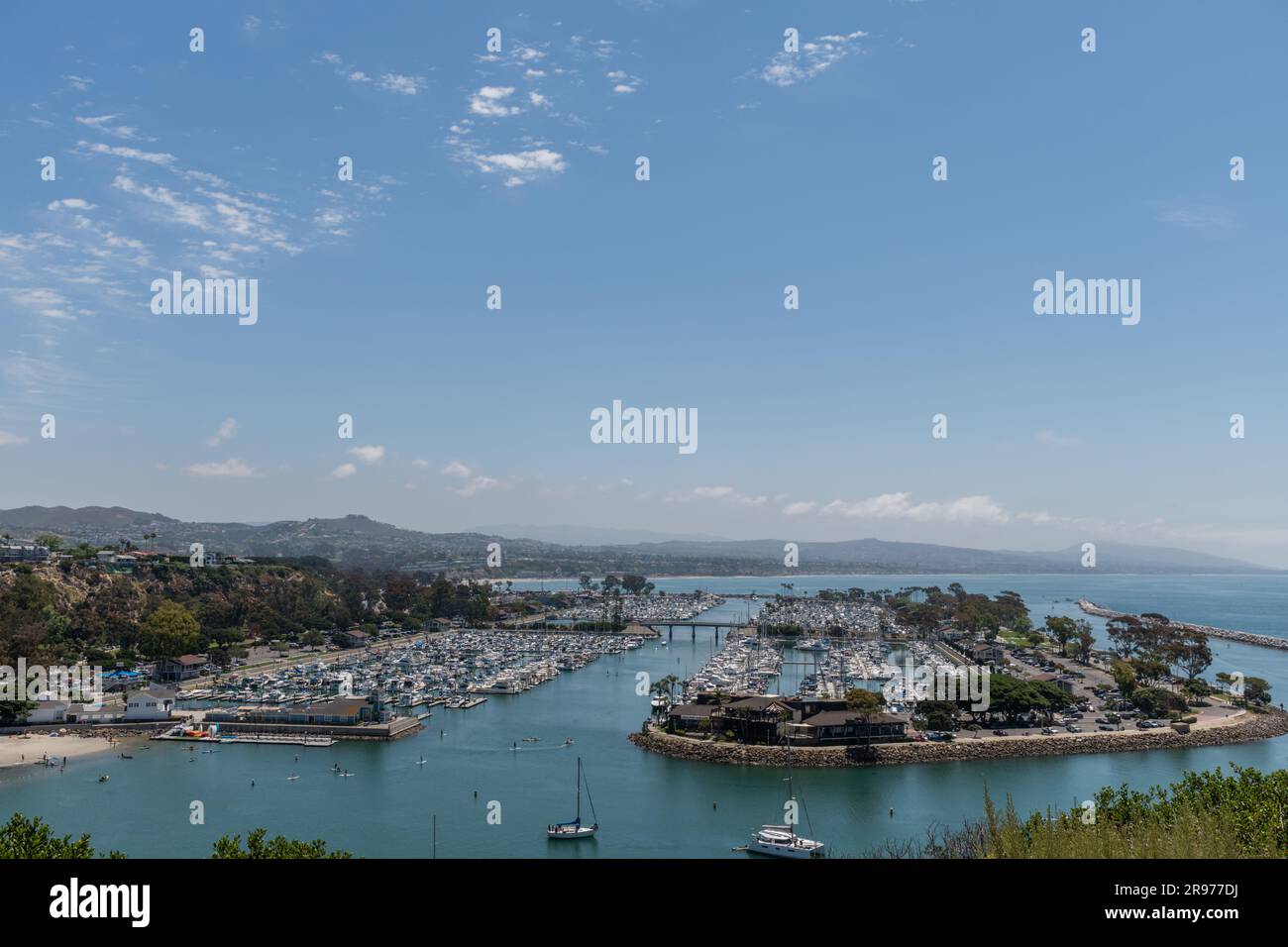 Scenic aerial Dana Point coastal vista on a beautiful summer day ...