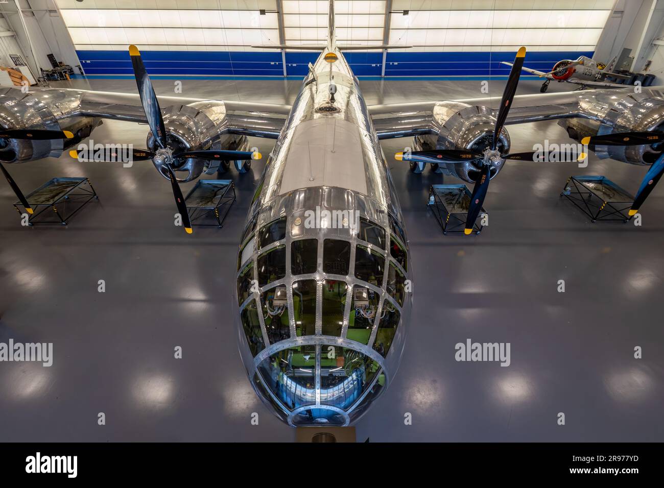 A high angle shot of the historic Boeing B-29 Superfortress plane on display Stock Photo - Alamy