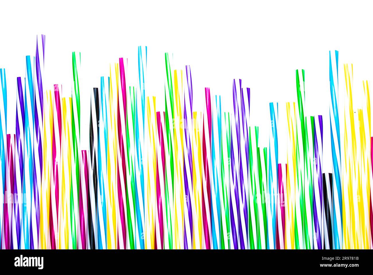 Colorful collection of tubes for different drinks background isolate ...