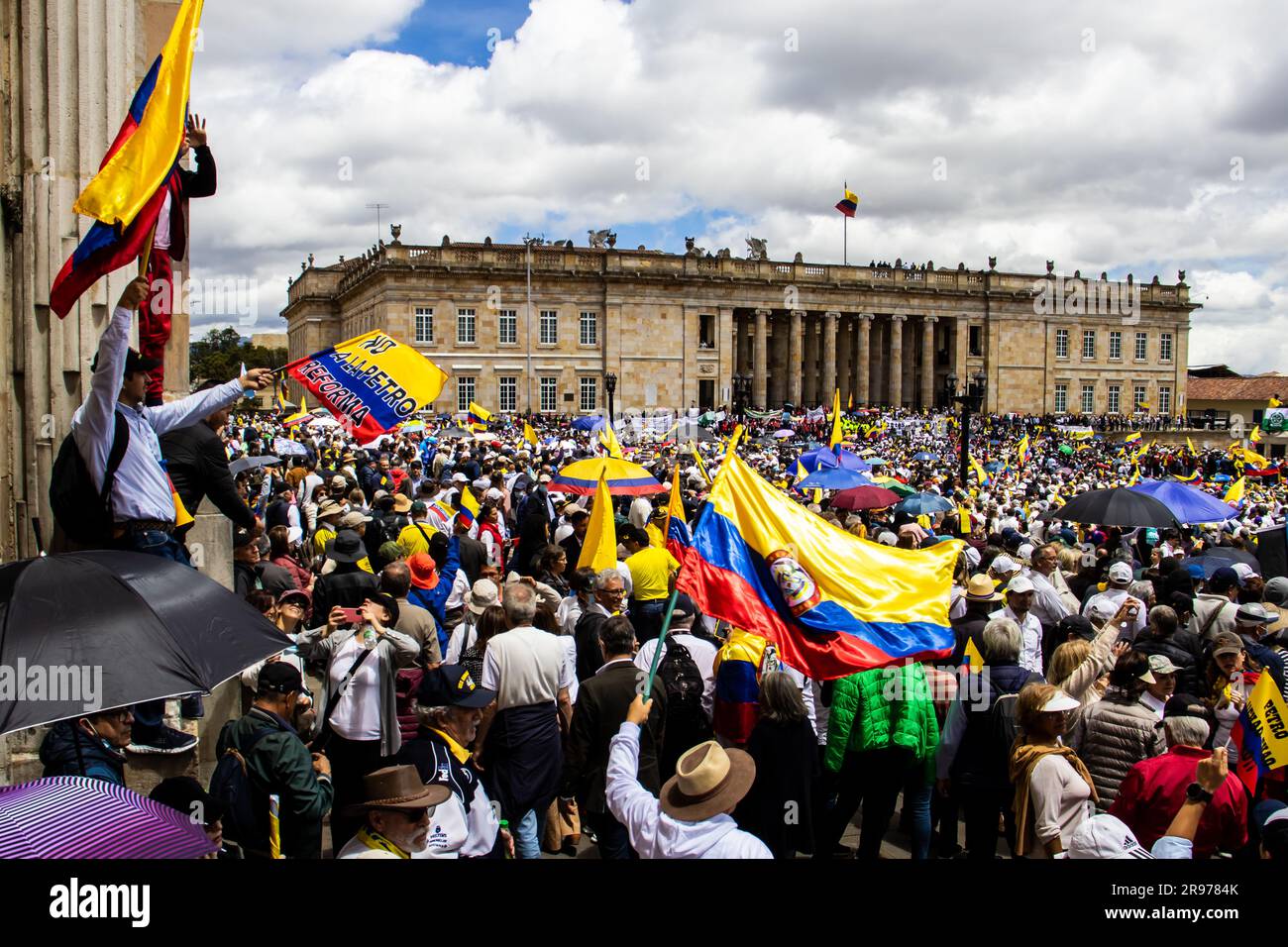 BOGOTA, COLOMBIA - 20 JUNE 2023. Peaceful protest marches in Bogota ... BOGOTA, COLOMBIA - 20 JUNE 2023. Peaceful protest marches in Bogota ...