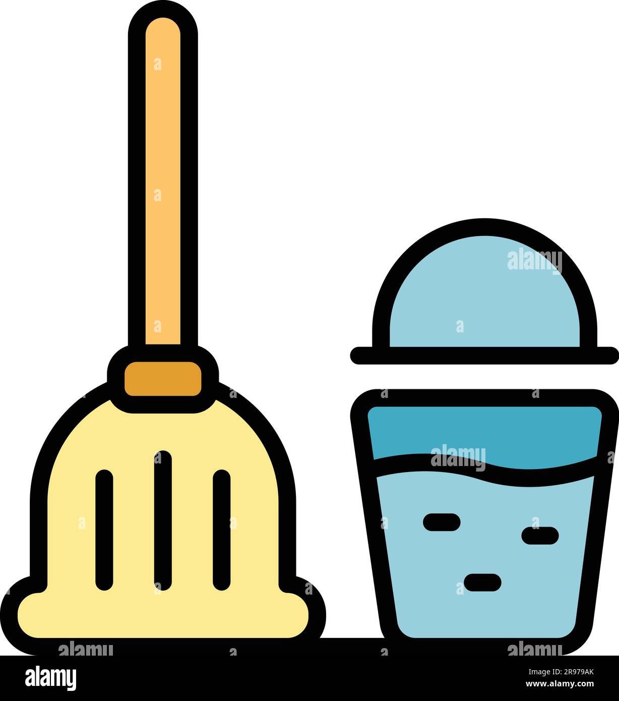 Cleaning mop bucket icon. Outline Cleaning mop bucket vector icon for ...