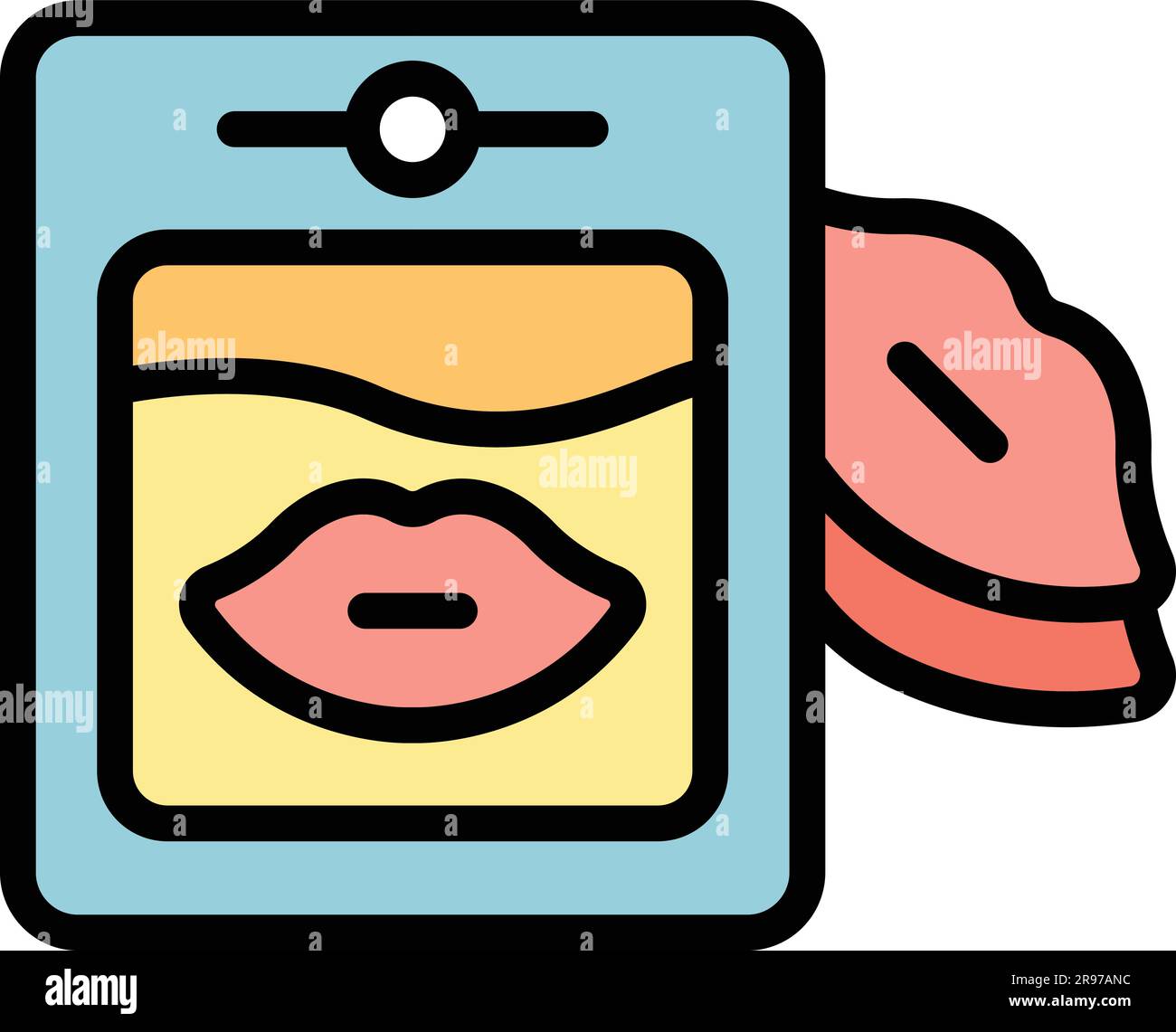 Korean cosmetics lips mask icon. Outline Korean cosmetics lips mask ...