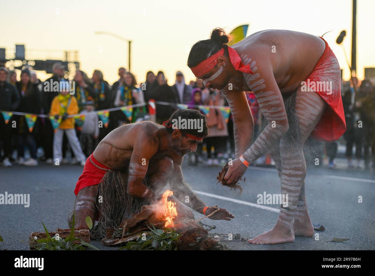 The smoking ceremony during the FIFA Women's World Cup 2023 Sydney Harbour Bridge Unity ...