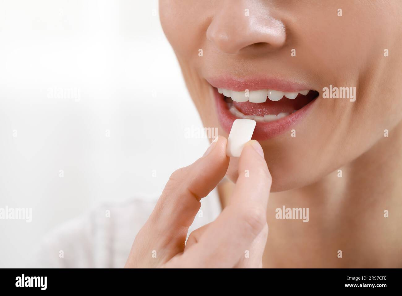 Woman chewing gum mouth hi-res stock photography and images - Alamy