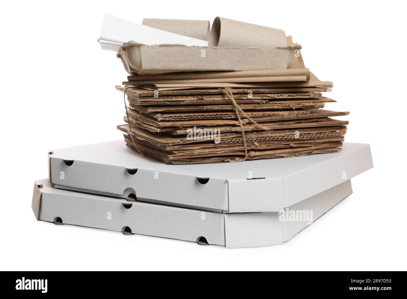 Stack of different waste paper on white background Stock Photo - Alamy