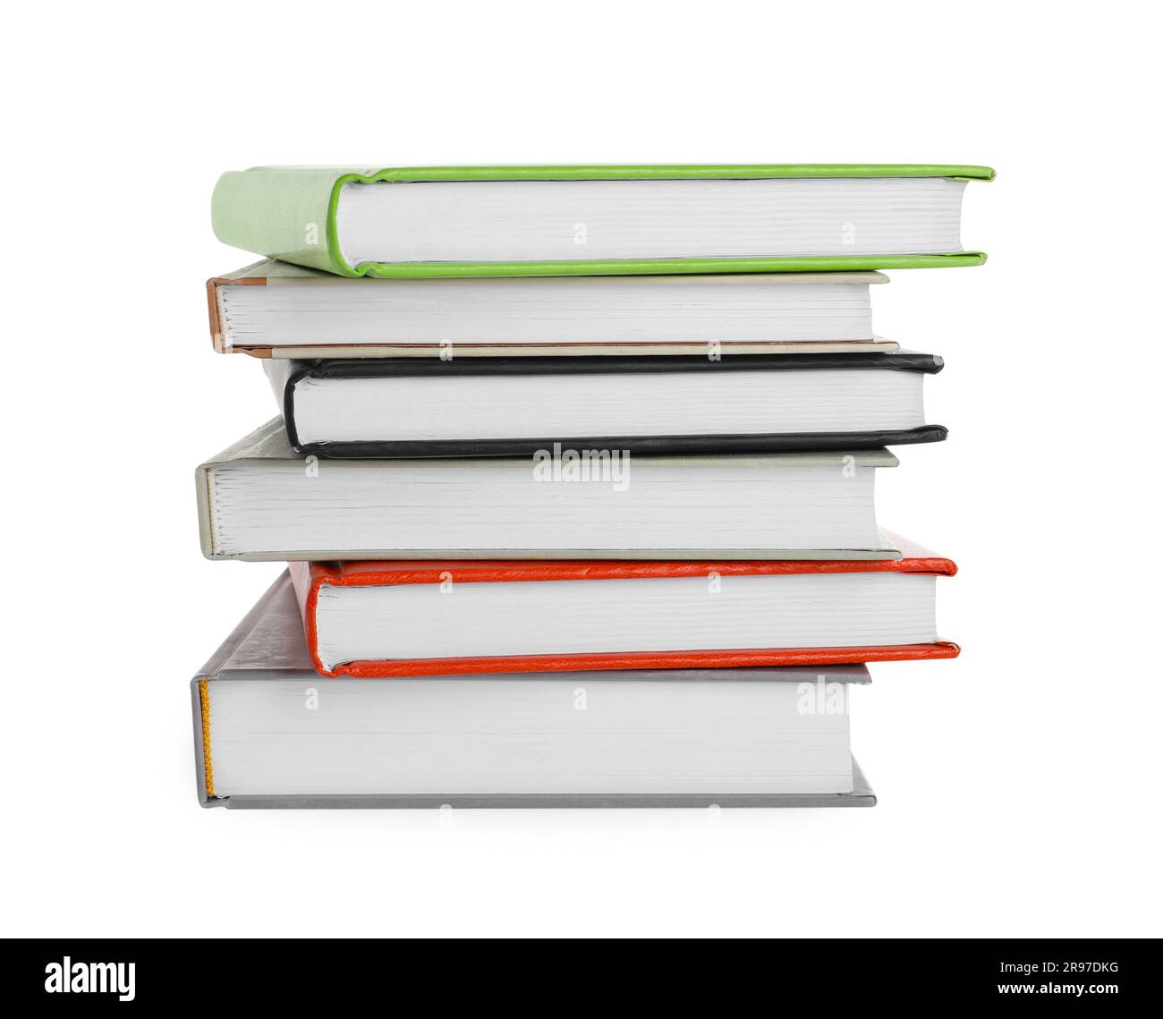 Stack of different books on white background Stock Photo - Alamy