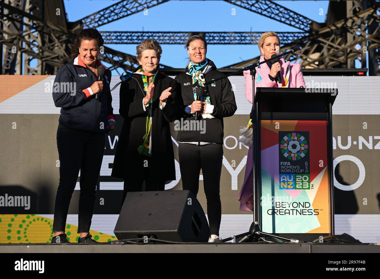 Sydney, Australia. 25th June, 2023. (L-R) FIFA Legend Joy Fawcett ...