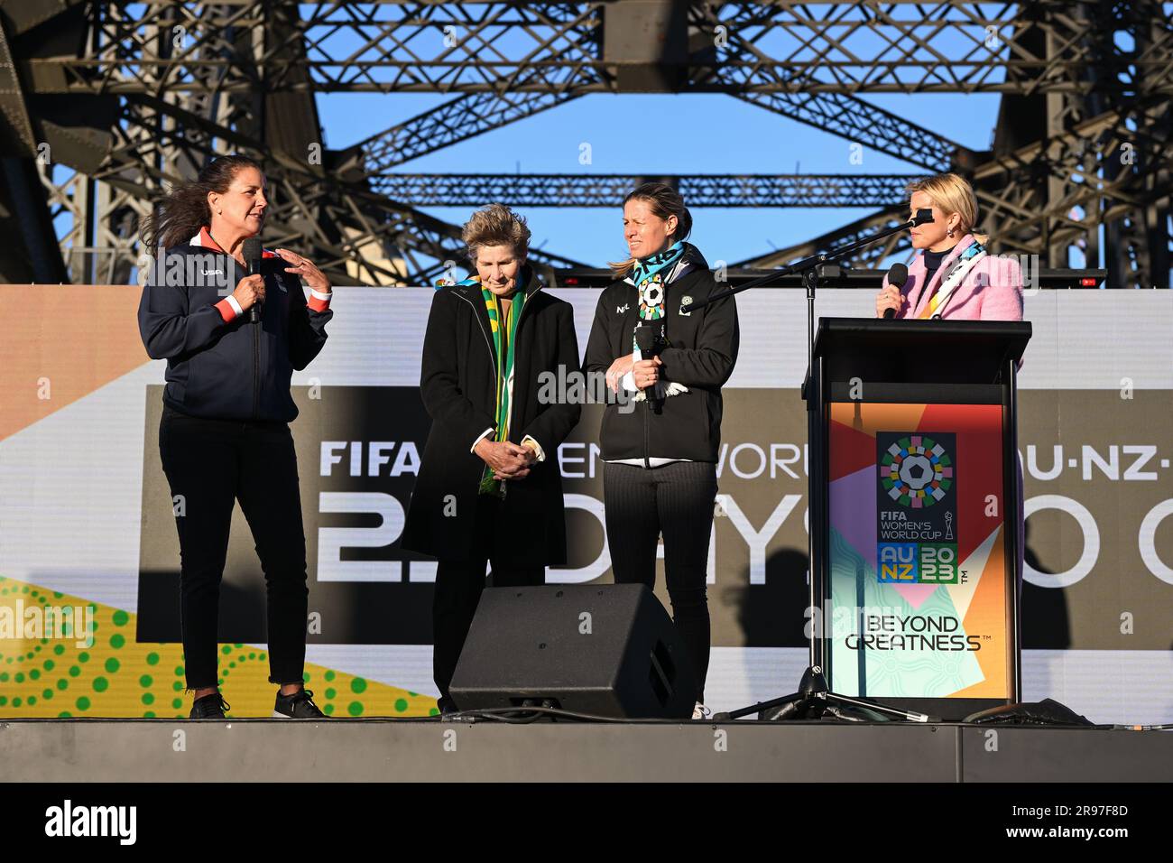 Sydney, Australia. 25th June, 2023. (L-R) FIFA Legend Joy Fawcett ...