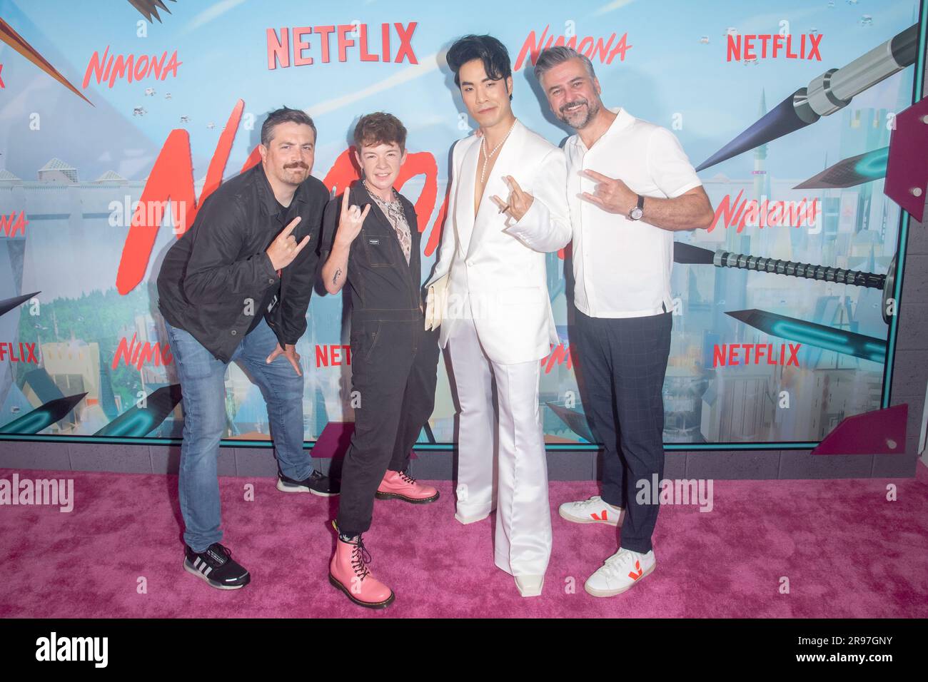 New York, USA. 24th June, 2023. (L-R) Nick Bruno, ND Stevenson, Eugene ...