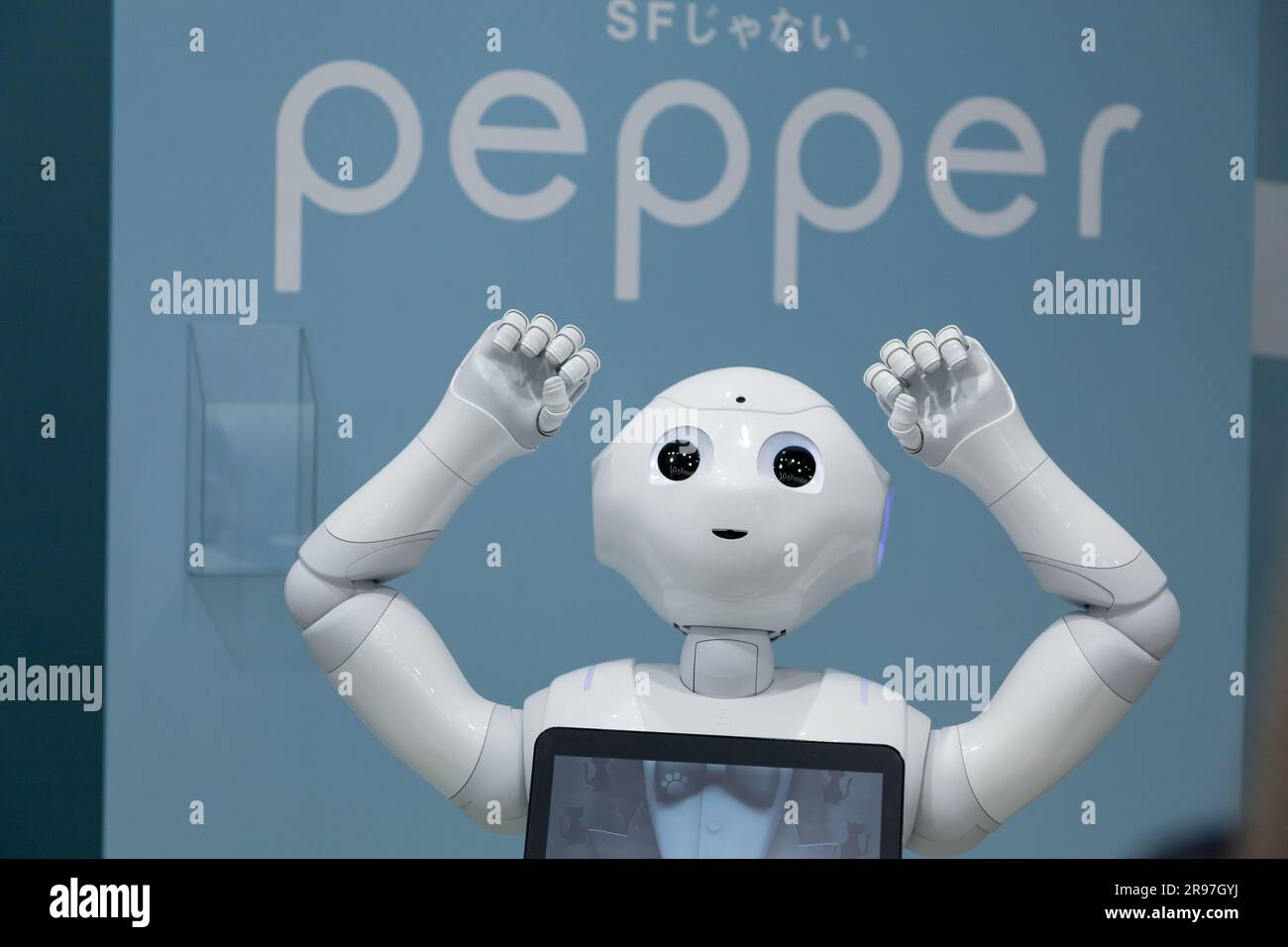 Softbank's emotional consumer Robot, Pepper on display at the Softbank ...
