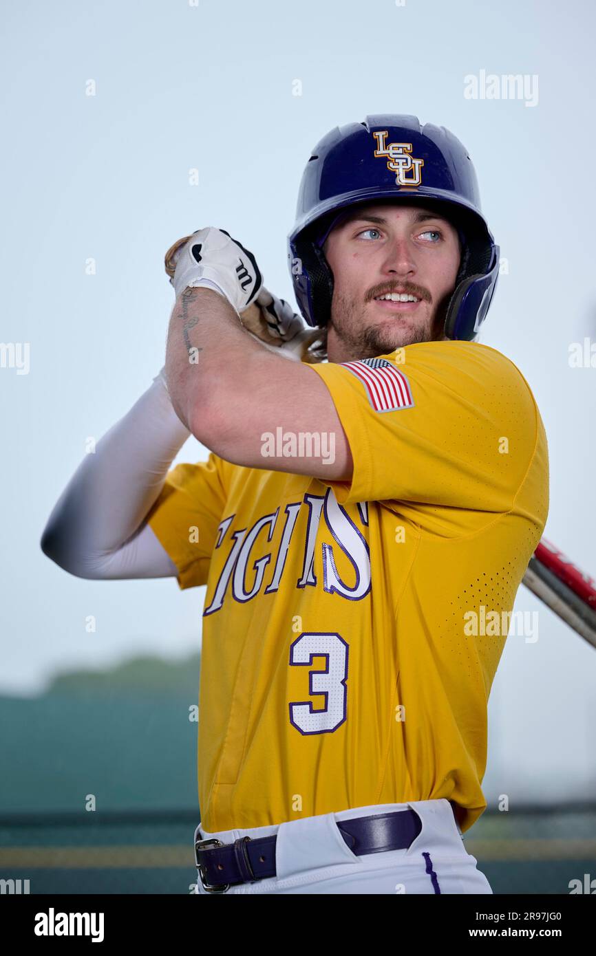 LSU Tigers Dylan Crews (3) poses for a photo on May 23, 2023 at Jerry D ...