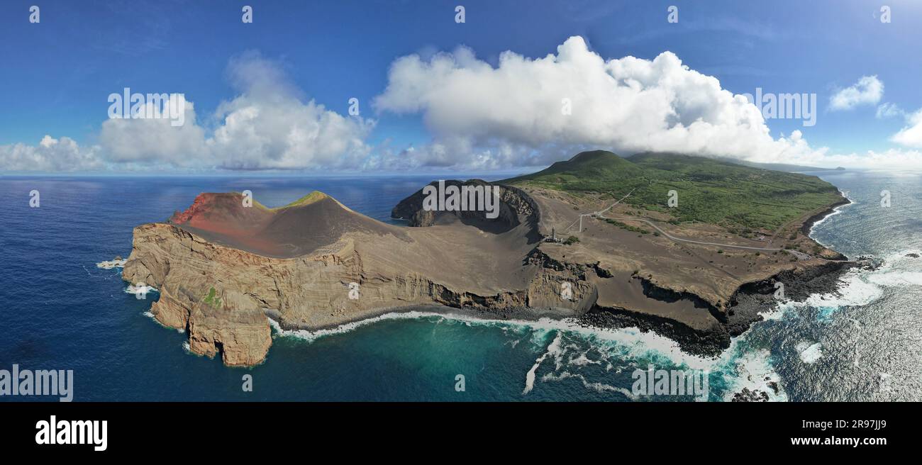 A breathtaking aerial view of the Capelinhos volcano located in the ...