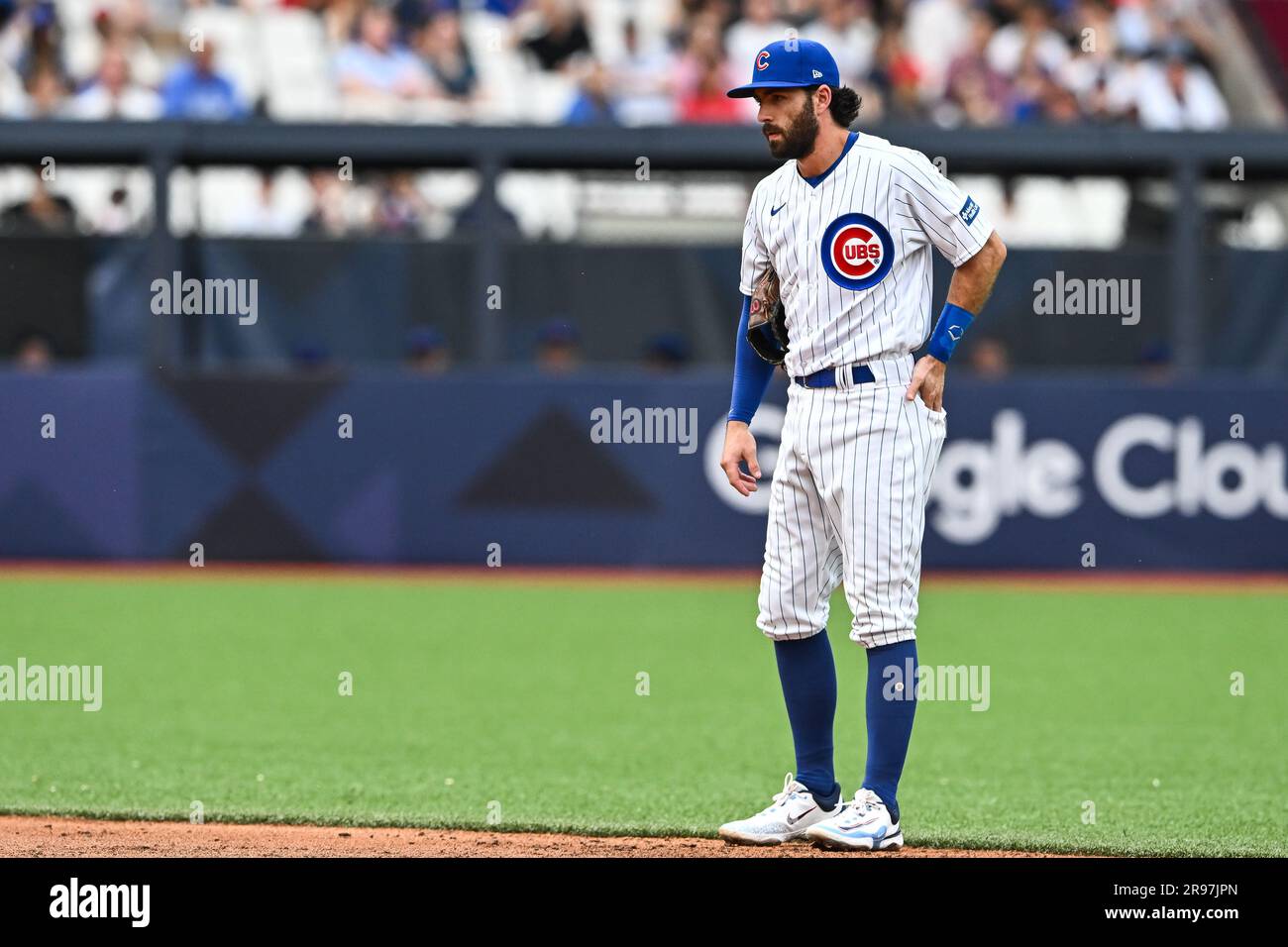 Dansby Swanson #7 of the Chicago Cubs during the 2023 MLB London Series ...