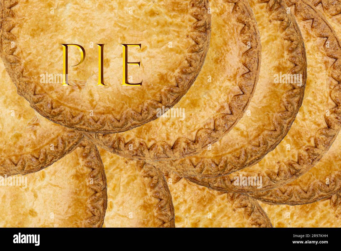 Composite photo of pie pastries baked golden brown in a concentric ...