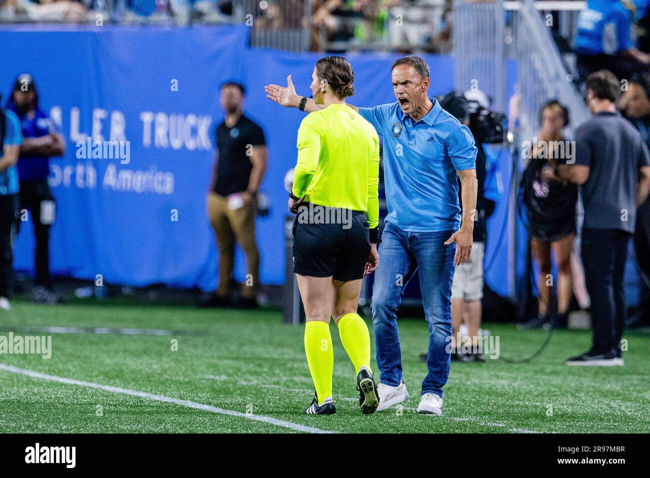 June 24, 2023: Charlotte FC Manager Christian Lattanzio yells at the ...