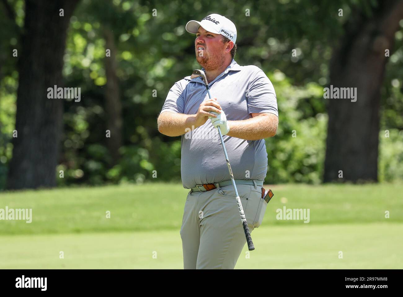 June 24, 2023: Thomas Walsh hits an approach shot on the 7th hole ...