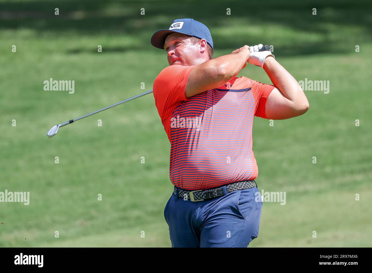 June 24, 2023: Daniel Summerhays hits an approach shot on the 8th hole ...