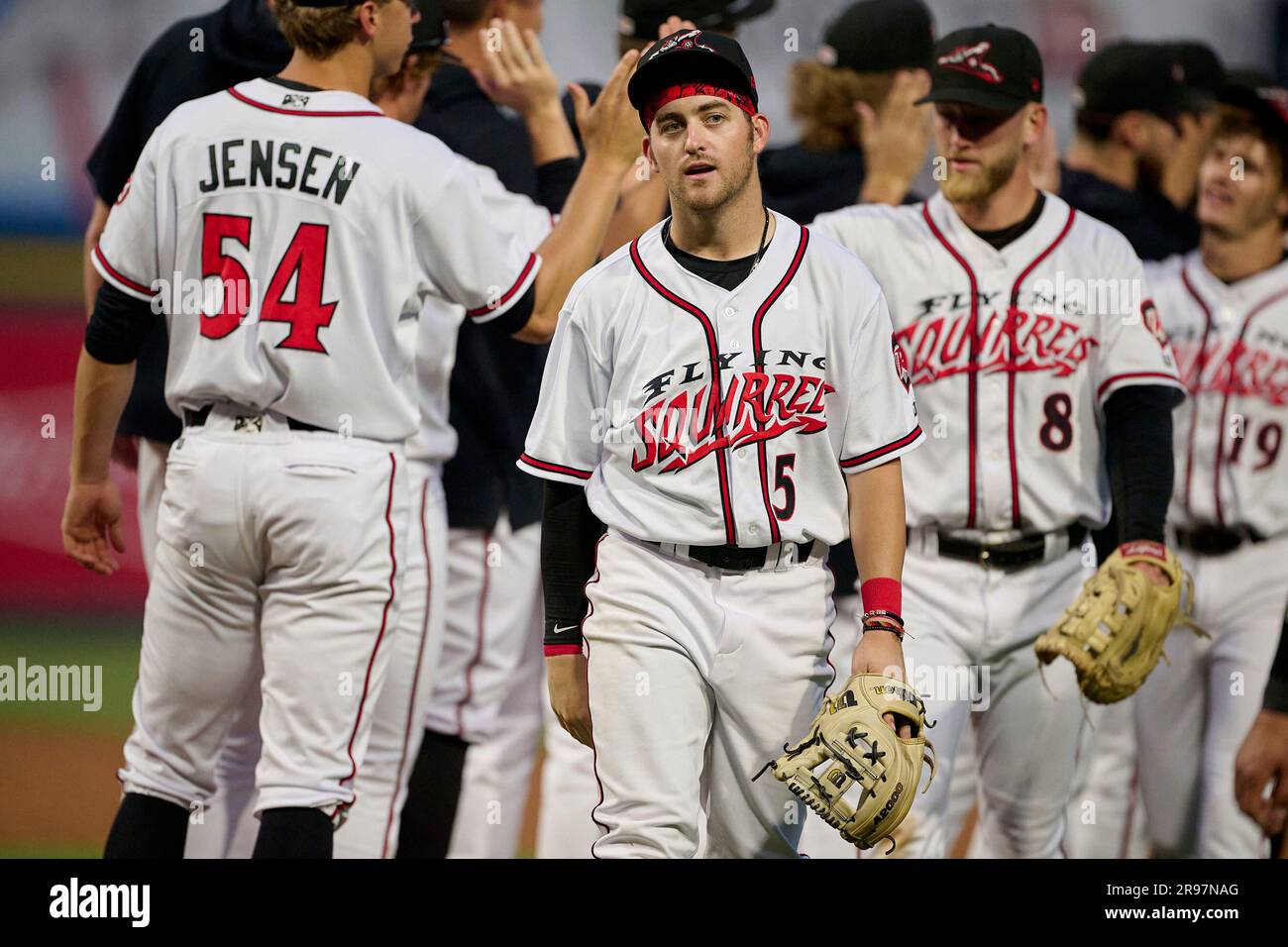 Richmond Flying Squirrels shortstop Jimmy Glowenke (5) after an MiLB ...