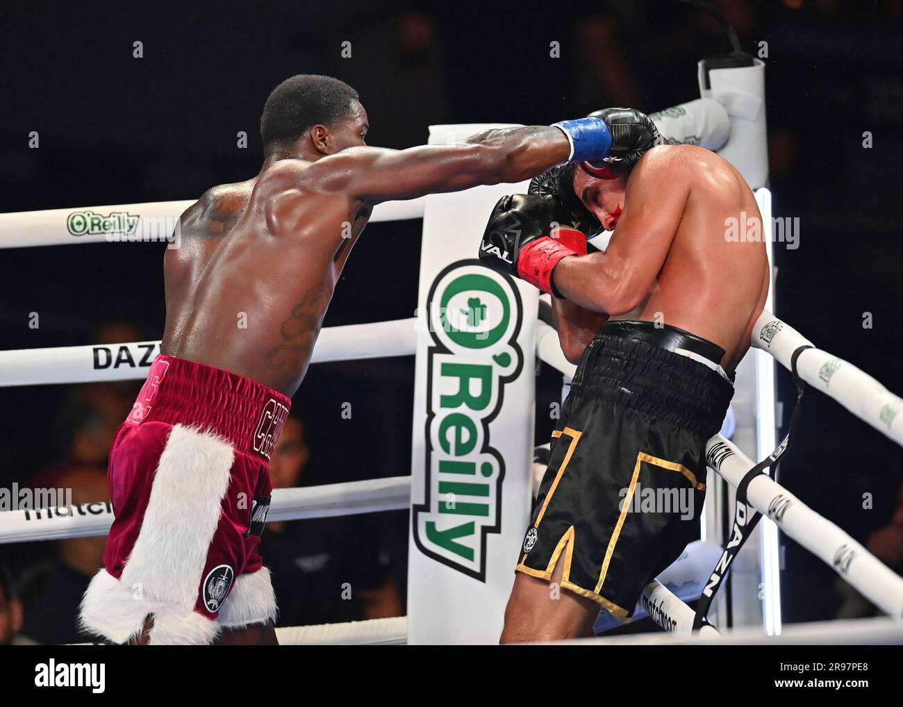 NEW YORK, NY - JUN 24: Khalil Coe (blue tape) takes on Buneet Bisla ...