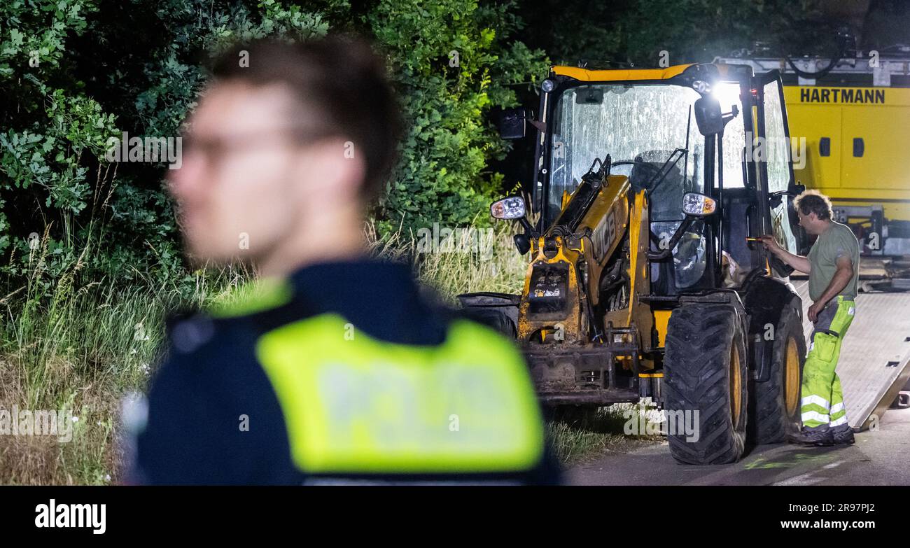 Toppenstedt, Germany. 24th June, 2023. The wheel loader involved in the ...