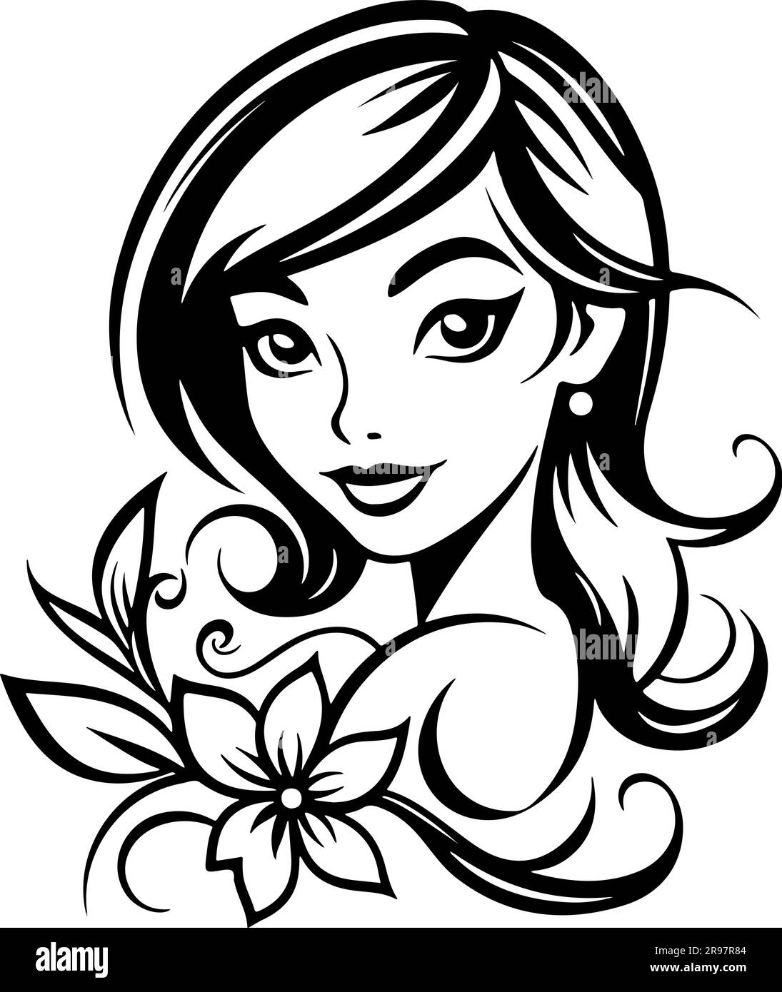Vector illustration, a joyful young woman radiating happiness and ...