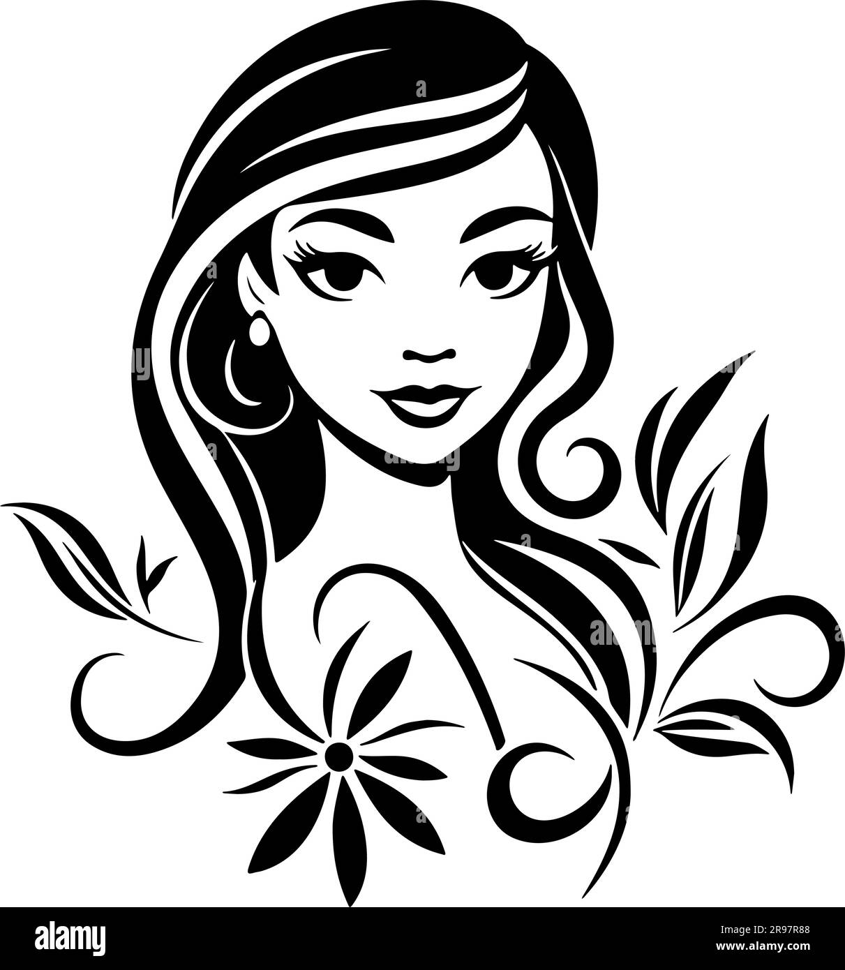 Vector illustration, a joyful young woman radiating happiness and ...