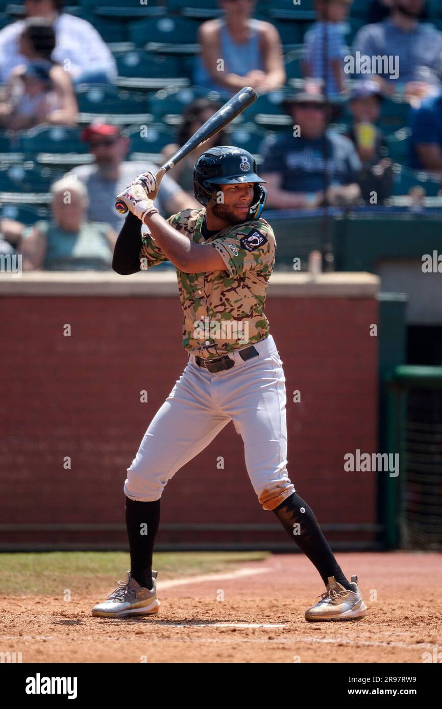 Biloxi Shuckers Jackson Chourio (11) at bat during an MiLB Southern ...