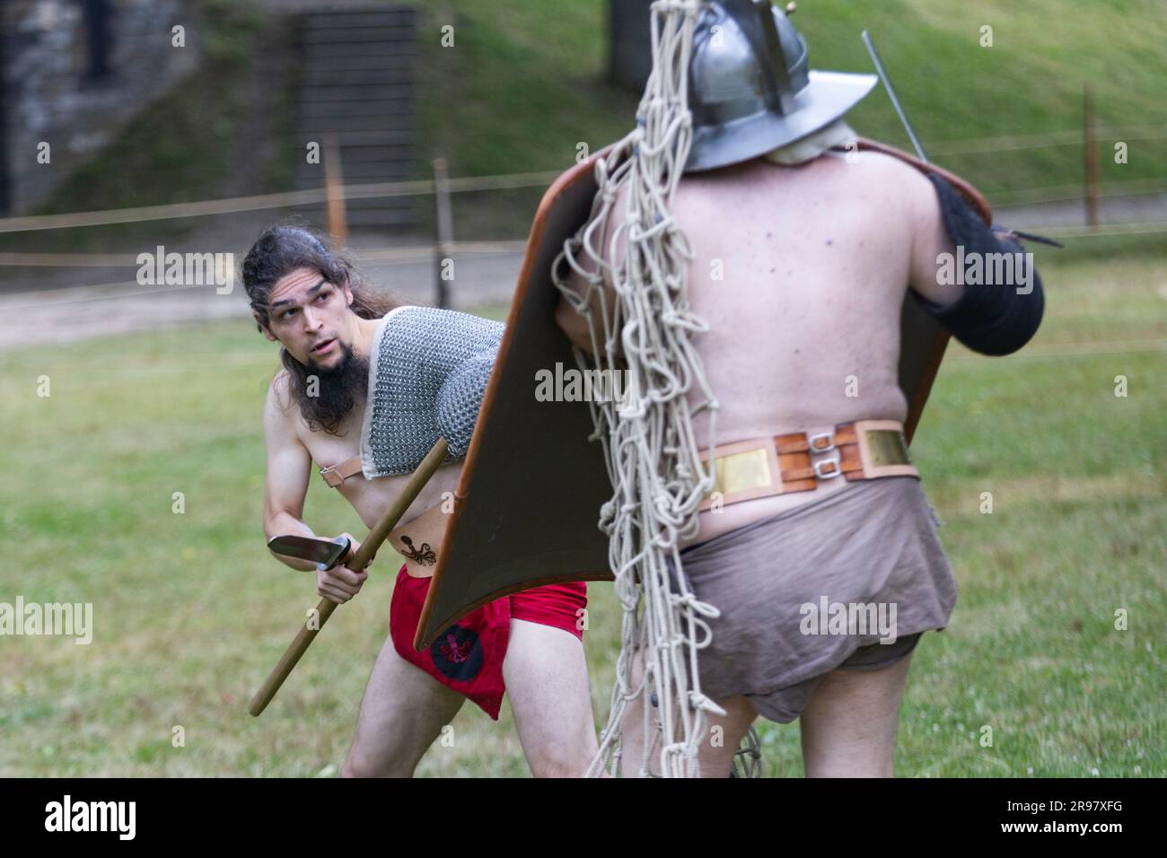 Bad Homburg, Germany. 23rd June, 2023. Two gladiators fight each other ...