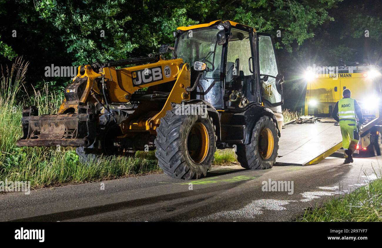 Toppenstedt, Germany. 24th June, 2023. The wheel loader involved in the ...