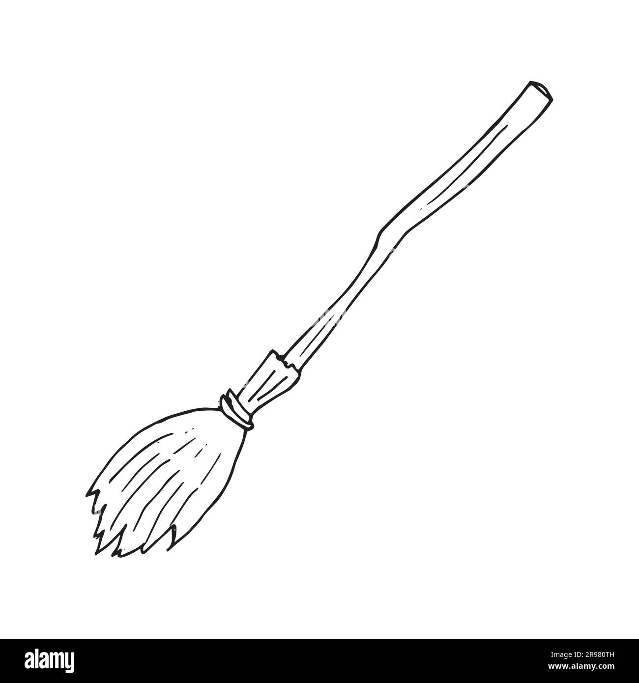 Hand drawn witch's broom isolated on white background, vector ...