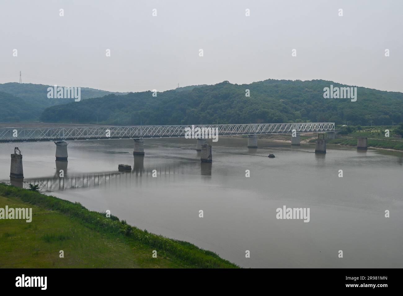 Paju, South Korea. 24th June, 2023. The Imjingang Railroad Bridge is ...