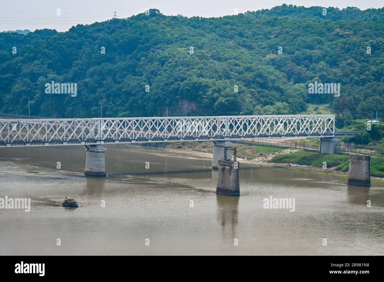Paju, South Korea. 24th June, 2023. The Imjingang Railroad Bridge is ...