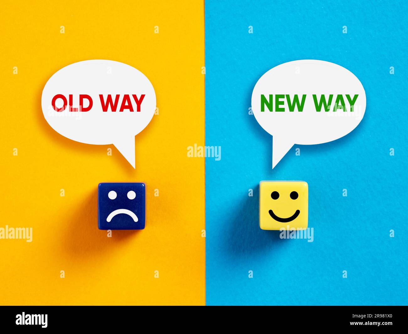New way versus old way. Change, transformation or resistance to change ...