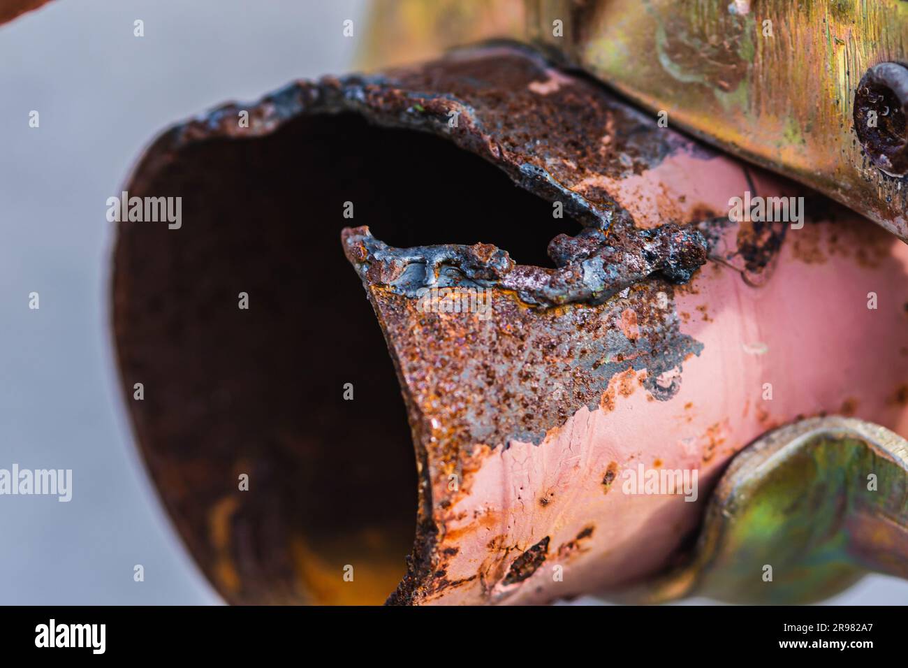 Old rusty steel water pipe from acetylene cutting, Scrap yard from ...