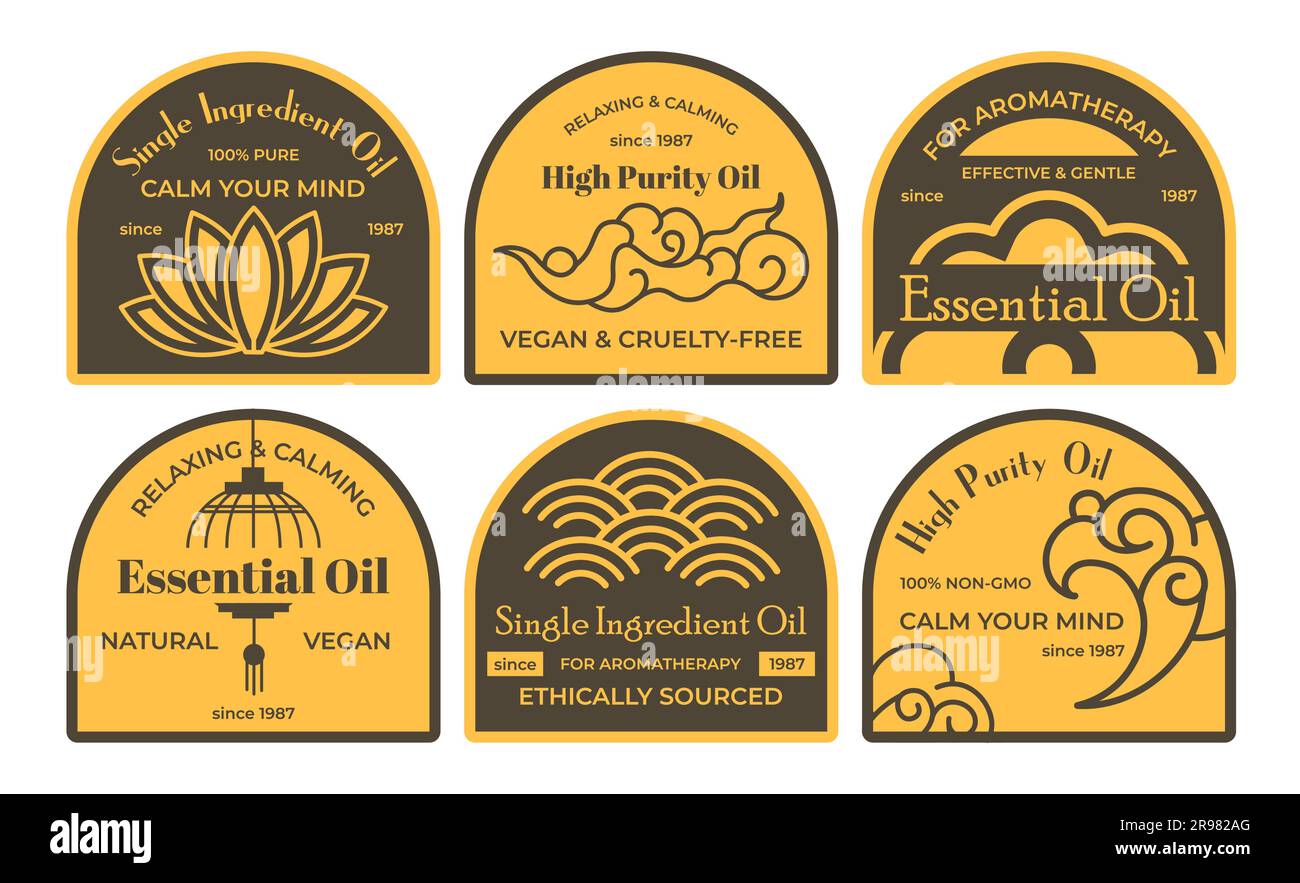 Label set deisgn for essential aromatherapy oil Stock Vector Image ...