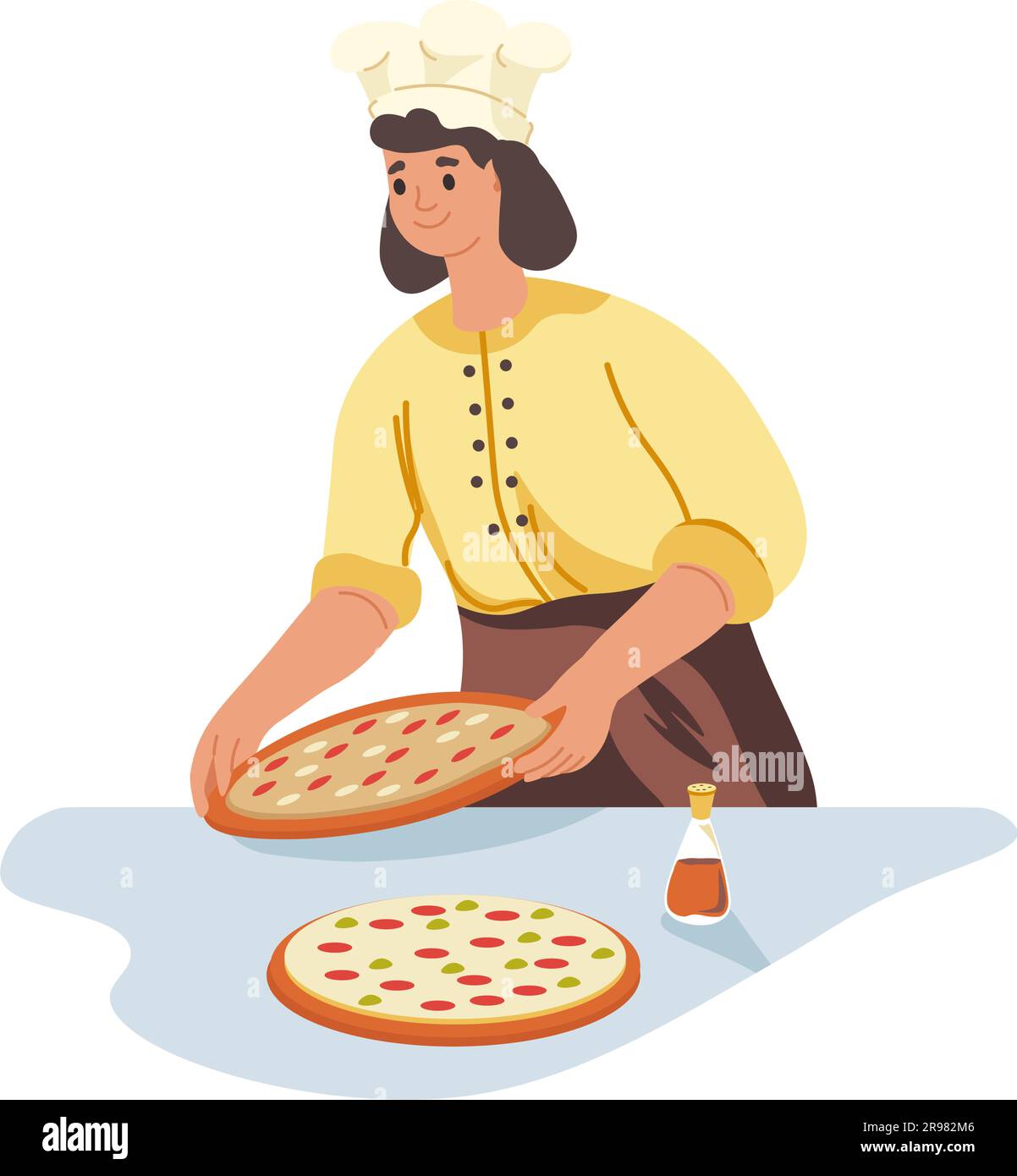 Cooking and preparing pizza in pizzeria shops Stock Vector Image & Art ...