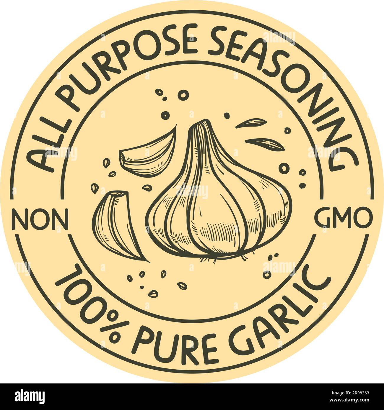 All purpose seasoning, non gmo pure garlic label Stock Vector Image ...