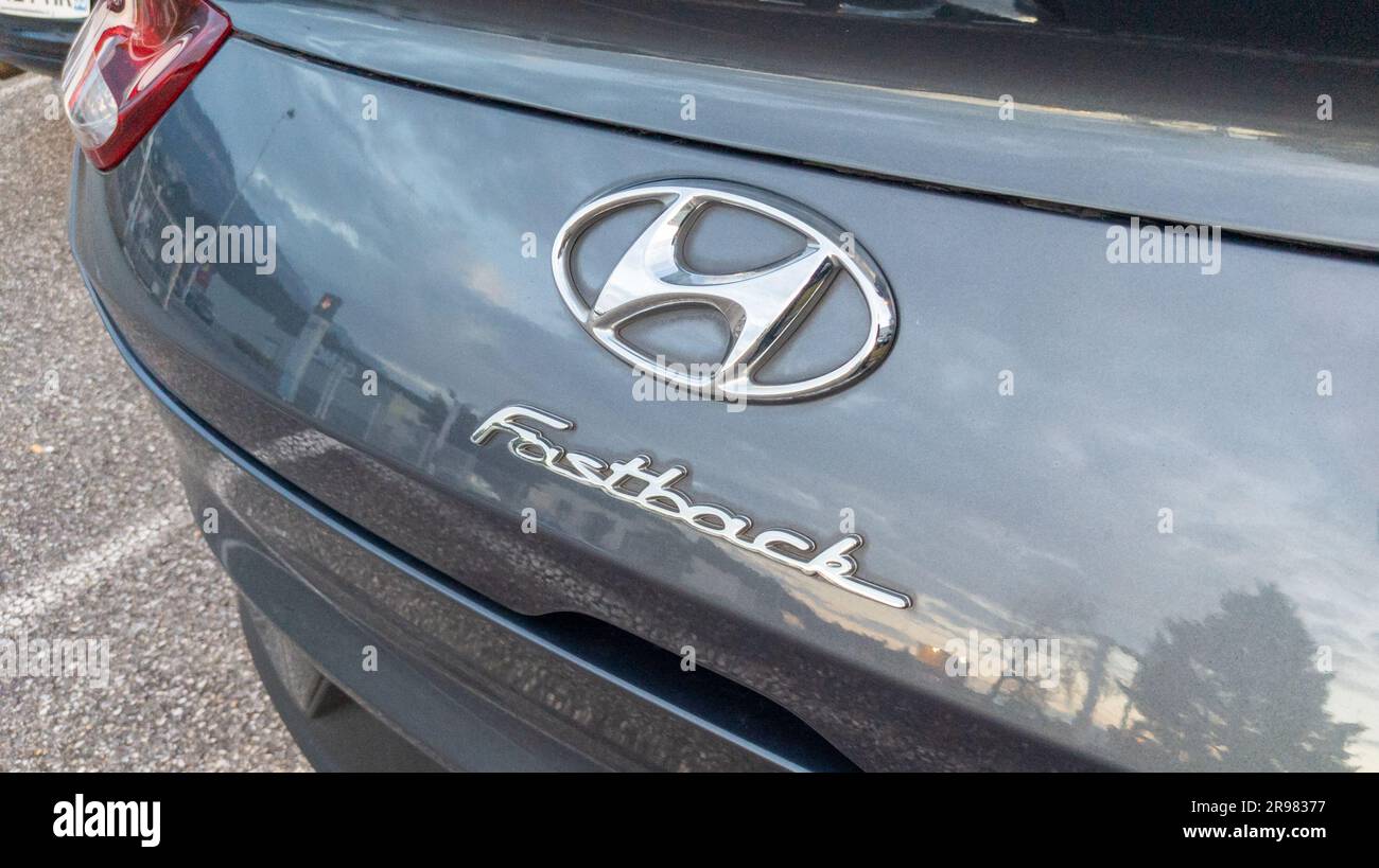 Bordeaux , Aquitaine France - 06 21 2023 : Hyundai fastback logo brand ...