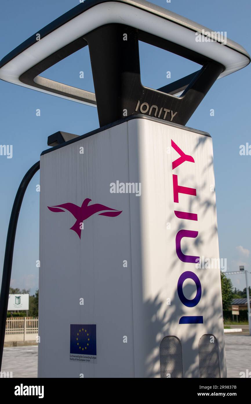 lyon, France - 06 16 2023 : Ionity logo sign and text brand charger DC ...