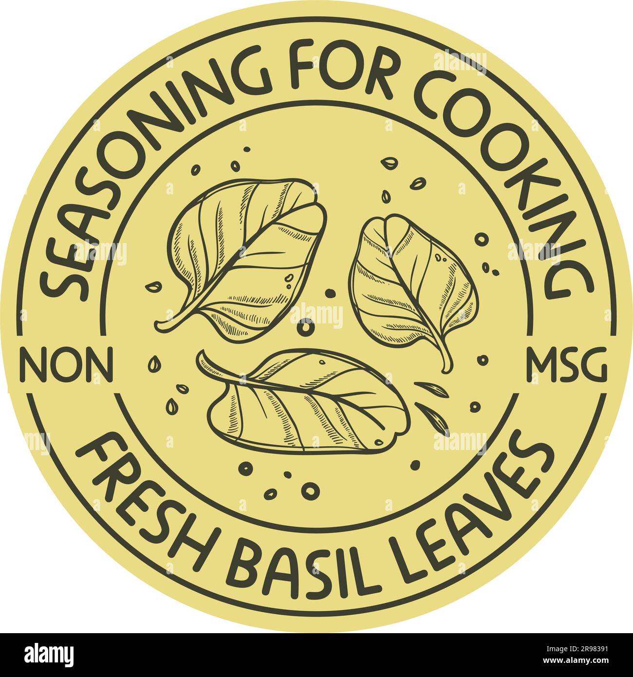 Seasoning for cooking fresh basil leaves label Stock Vector Image & Art ...
