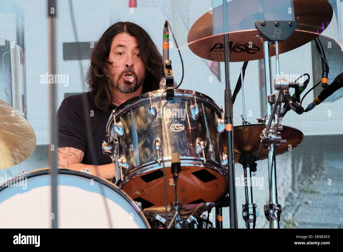 Pilton, UK. 24th June, 2023. David Eric Grohl, former drummer of ...