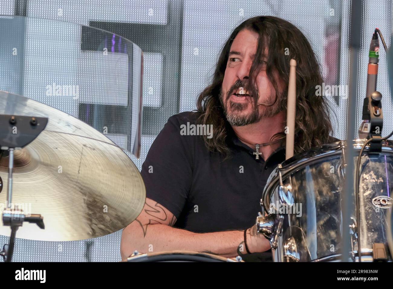Pilton, UK. 24th June, 2023. David Eric Grohl, former drummer of ...