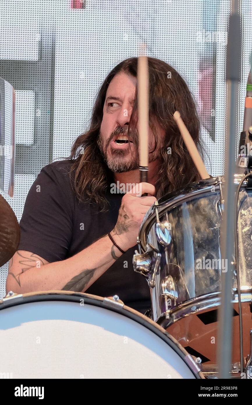 Pilton, UK. 24th June, 2023. David Eric Grohl, former drummer of ...