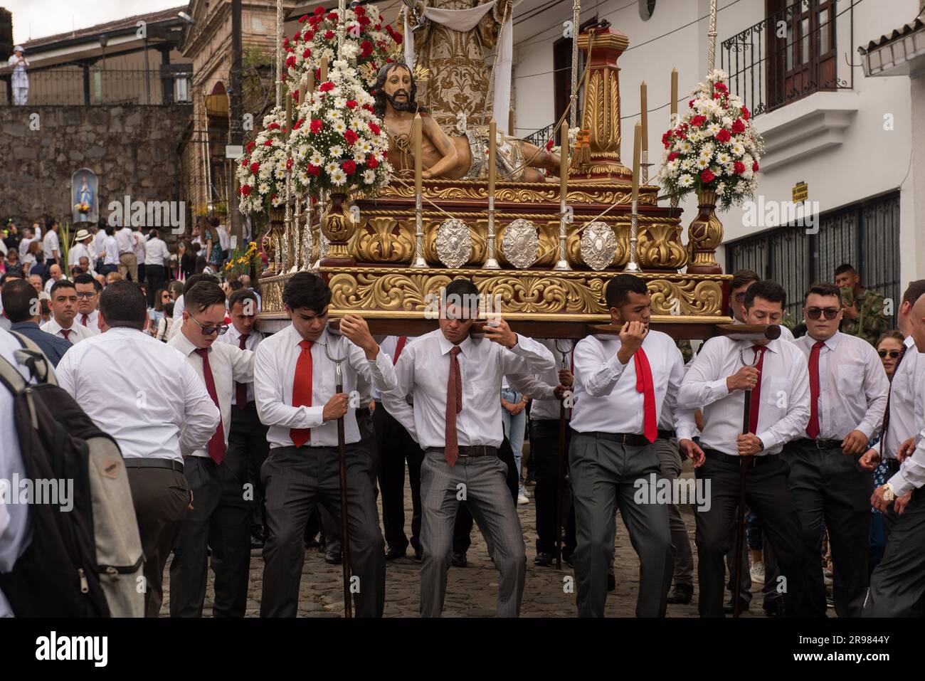 The religious processions in Popayan on Domingo de Ramos, the first day ...
