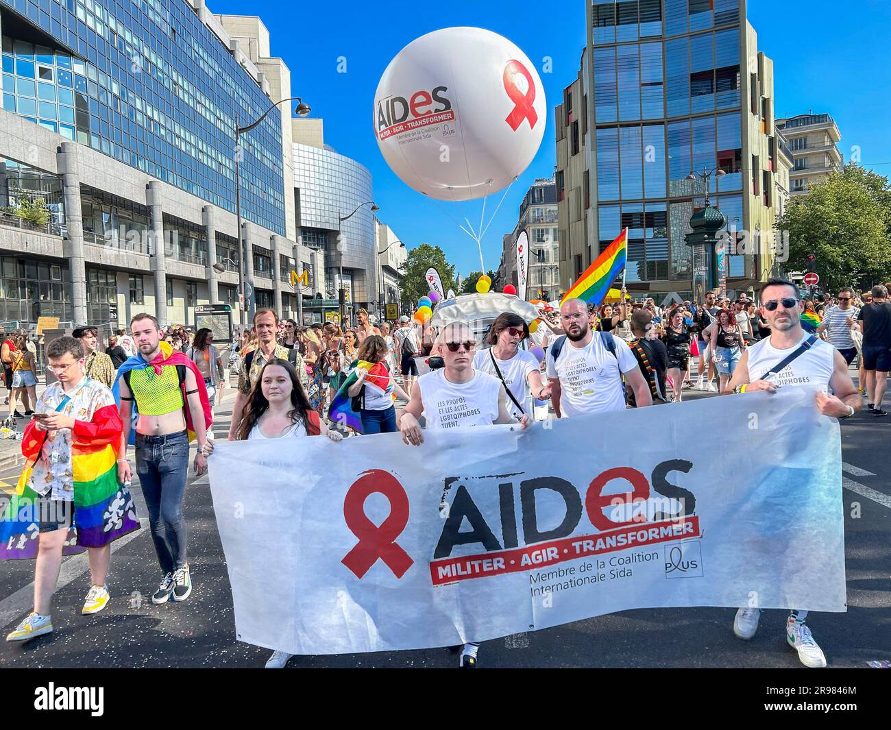 Paris, France, Large Crowd People Marching in Gay Pride, LGBTQI+, 2023 ...