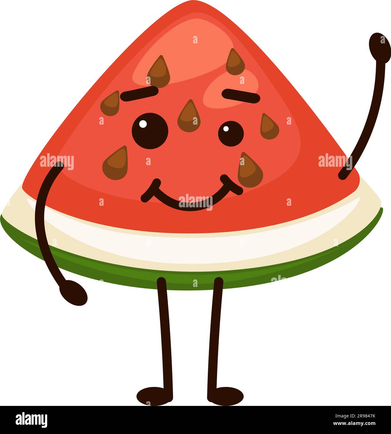 Slice of watermelon, cartoon character with smile Stock Vector Image ...