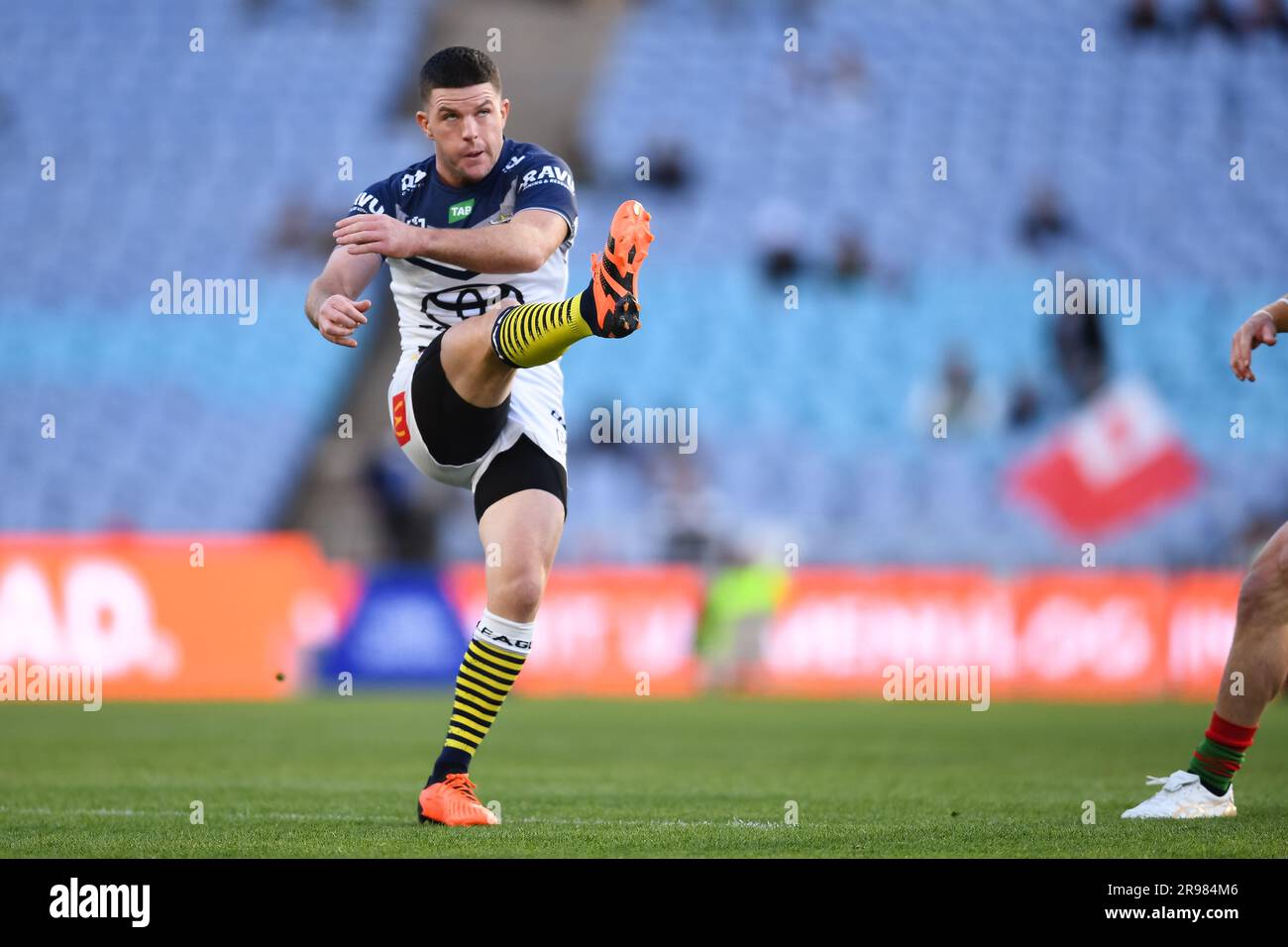 Sydney, Australia. 25th June, 2023. Chad Townsend of the Cowboys kicks ...