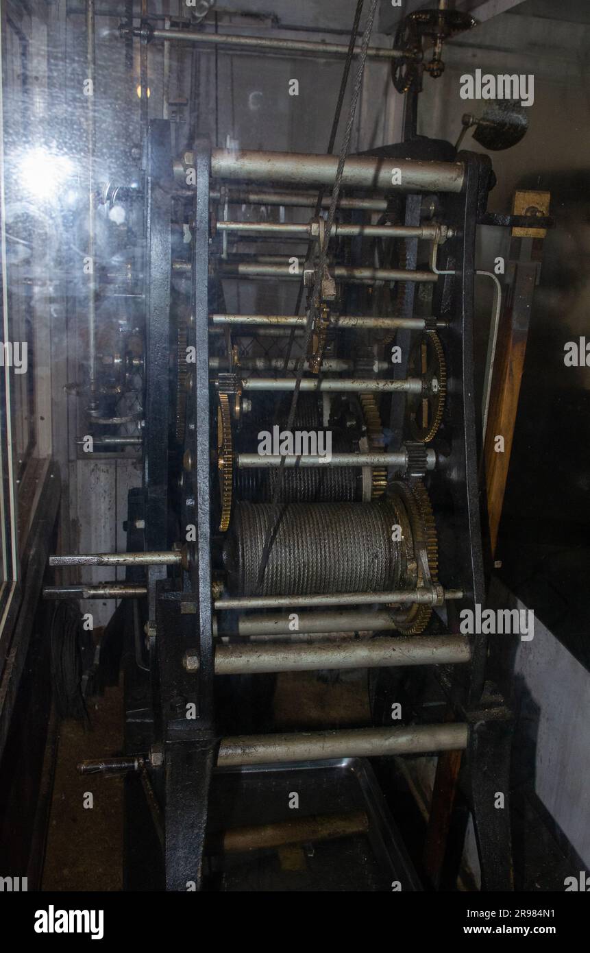 The mechanism inside the tower clock Stock Photo - Alamy