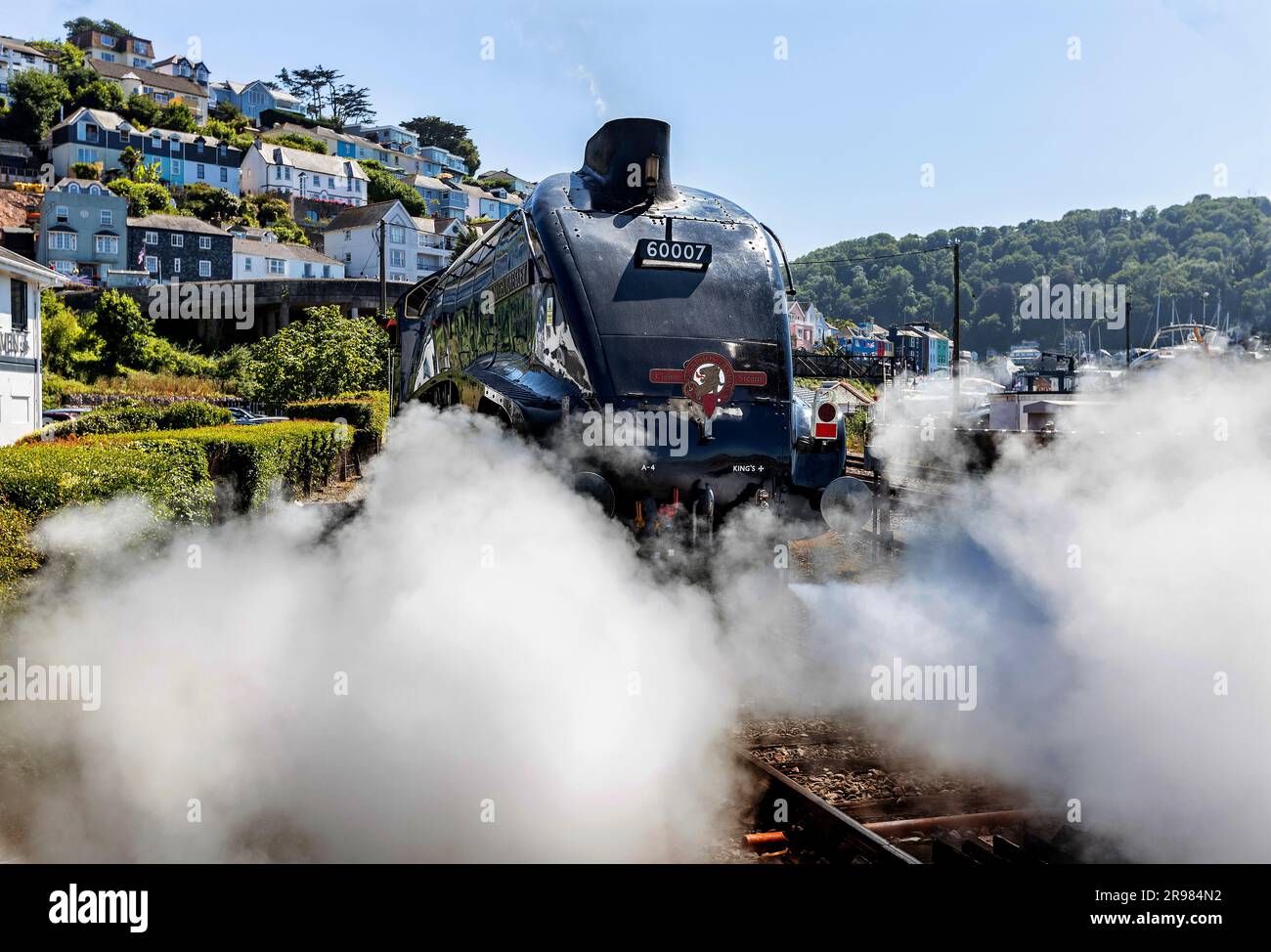 Sir Nigel Gresley LNER A4 number 60007 steam train pictured letting off ...