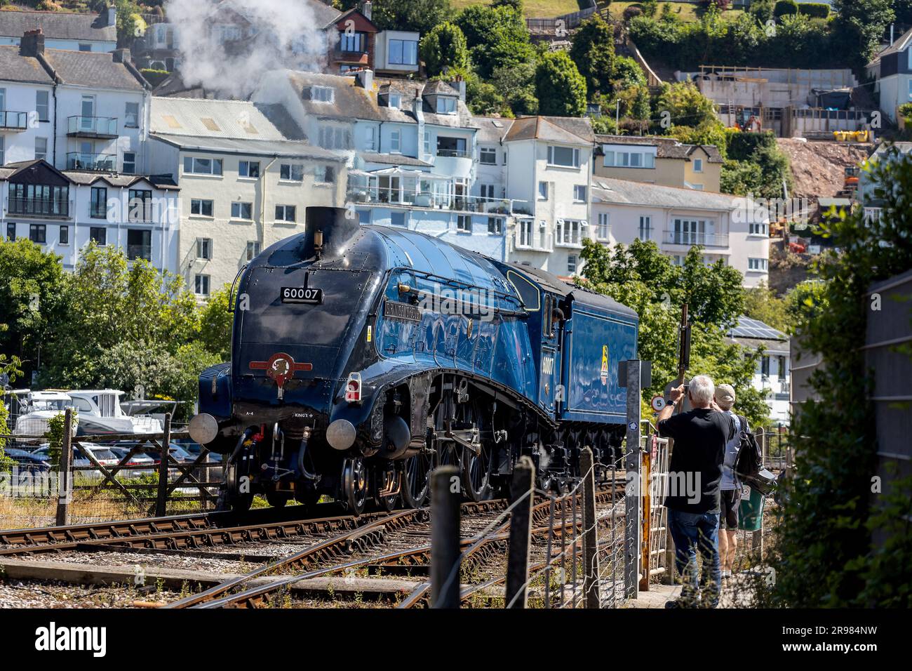 Sir Nigel Gresley LNER A4 number 60007 steam train pictured letting off ...